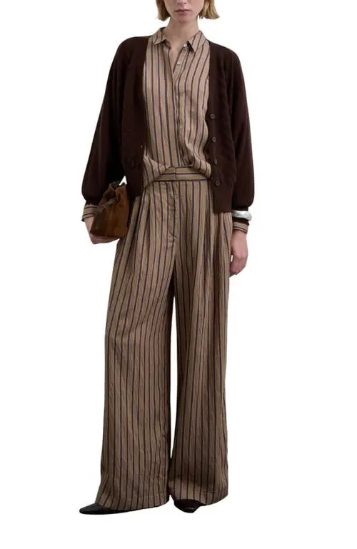 SCALPERS Striped Pleated Trousers