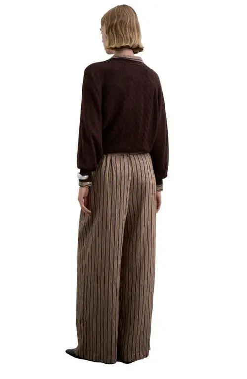 SCALPERS Striped Pleated Trousers