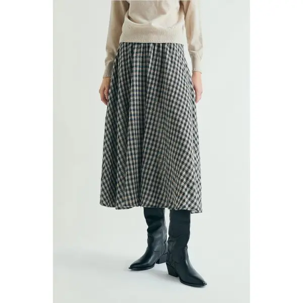 SCALPERS Plaid Midi Skirt - Pinkcheck
