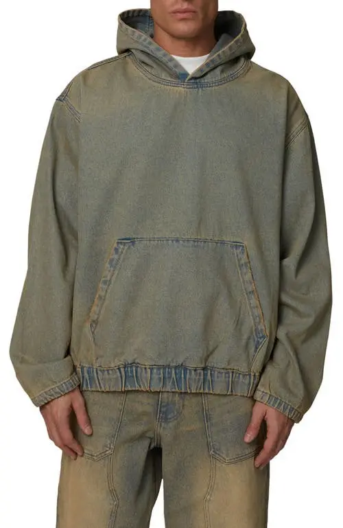 GOOD FOR NOTHING Oversized Denim Pullover Hoodie