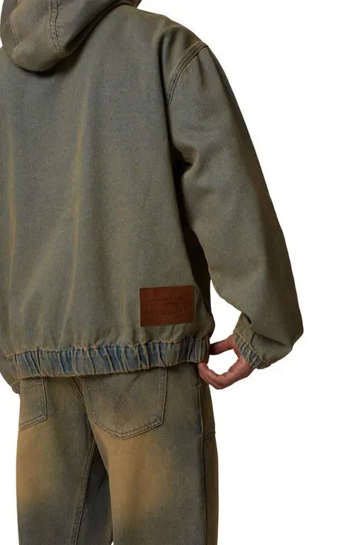 GOOD FOR NOTHING Oversized Denim Pullover Hoodie