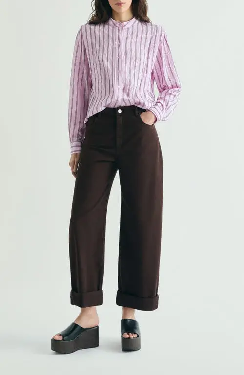 SCALPERS Striped Shirt With Shoulder Pad Effect