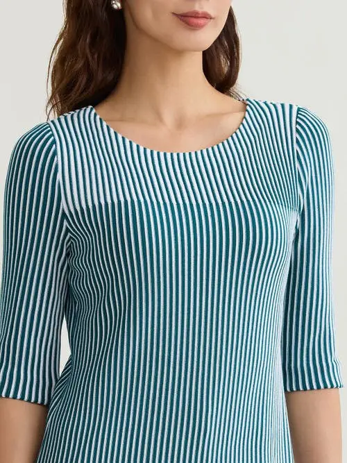 Misook Linear Stripe Knit Tunic