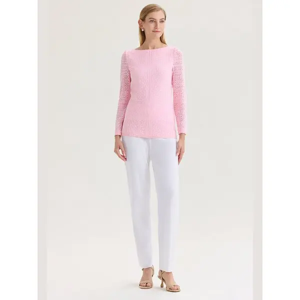 Misook Tonal Burnout Soft Knit Tunic