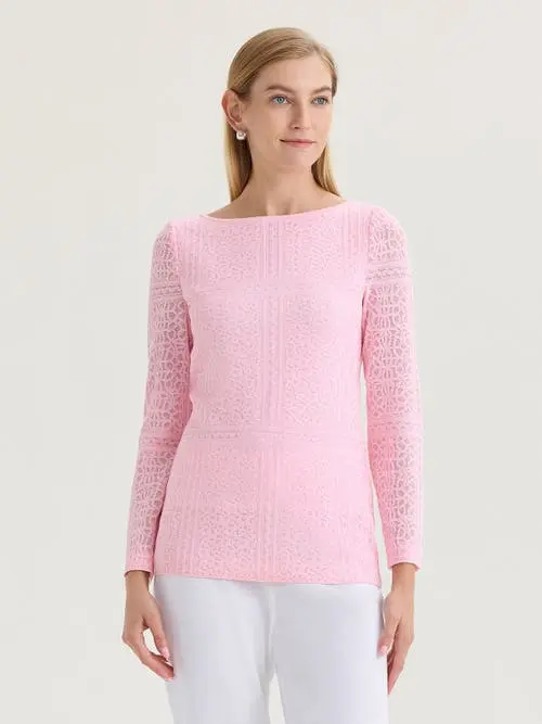 Misook Tonal Burnout Soft Knit Tunic