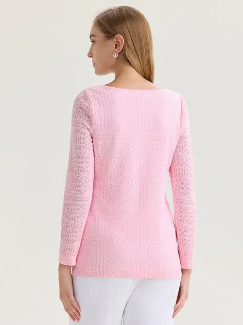 Misook Tonal Burnout Soft Knit Tunic
