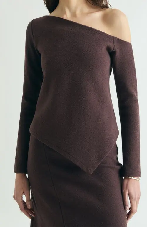 SCALPERS Asymmetrical Neckline Top - Brown