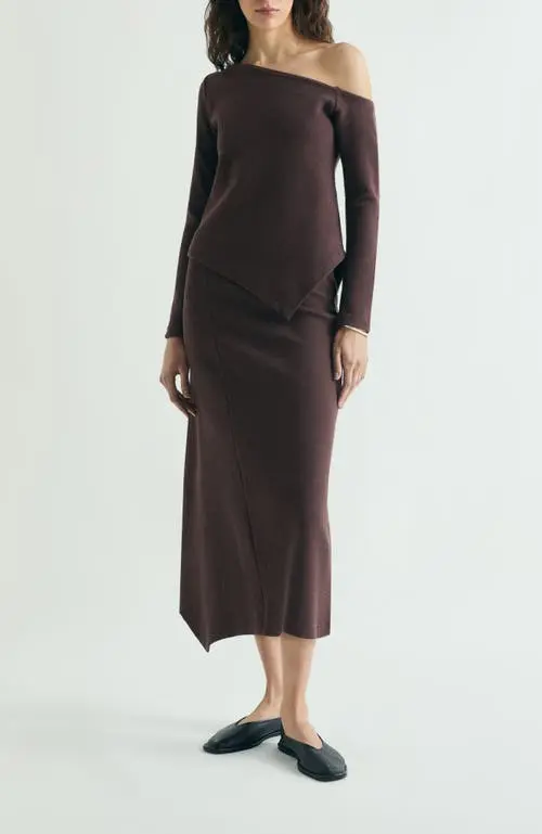 SCALPERS Asymmetrical Neckline Top - Brown