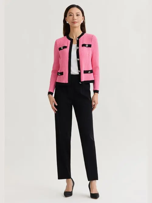 Misook Heritage Eyelet Recycled Knit Jacket