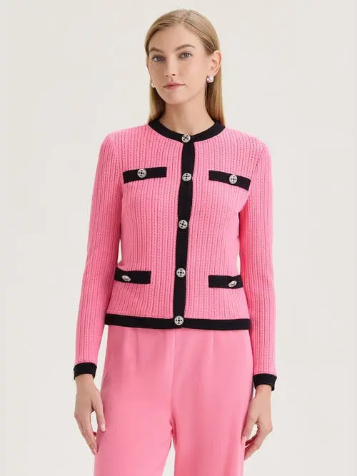 Misook Heritage Eyelet Recycled Knit Jacket