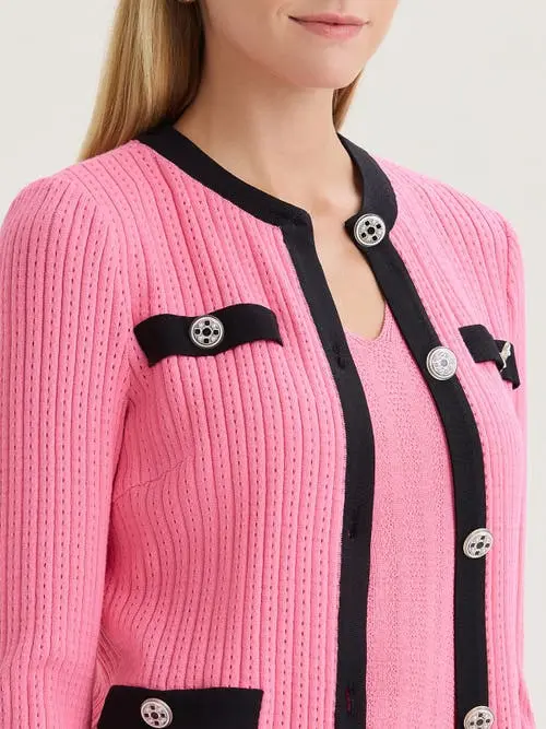 Misook Heritage Eyelet Recycled Knit Jacket