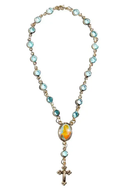 THE M JEWELERS Rosary Anklet - Gold/aquamarine