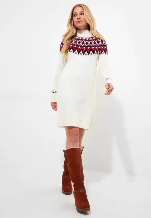 JOE BROWNS Fair Isle Turtleneck Sweater Dress