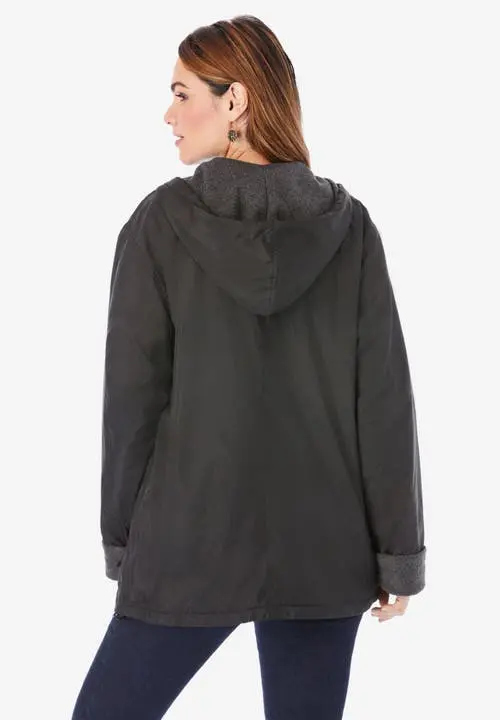 ROAMAN'S Hooded Fleece-lined Nylon Jacket - Midnight Violet