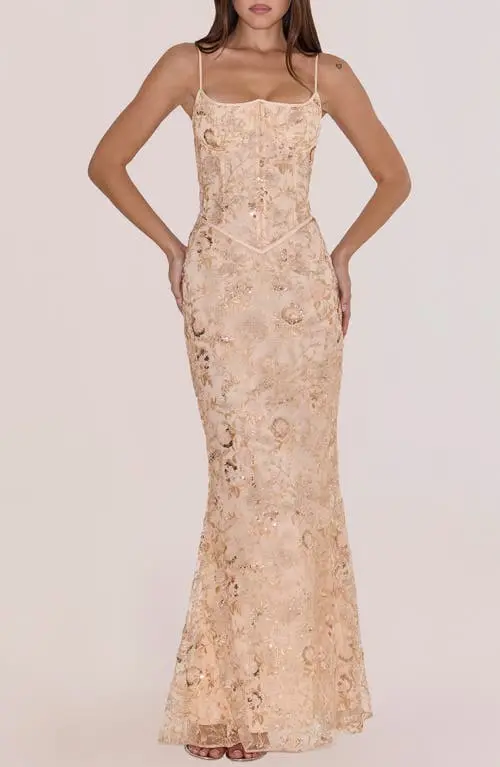 House Of Cb Naima Sequin And Bead Embellished Gown