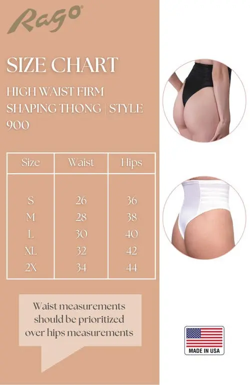 RAGO Firm Shaping High Waist Thong - White