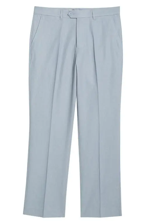 PERCIVAL Tailored Fit Flat Front Linen & Cotton Suit Pants - Light Blue