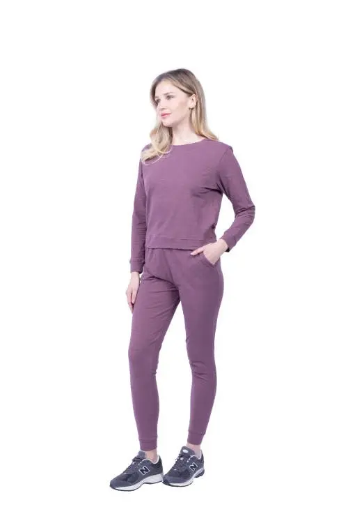 LEZAT Organic Cotton Long Sleeve Pullover - Brick