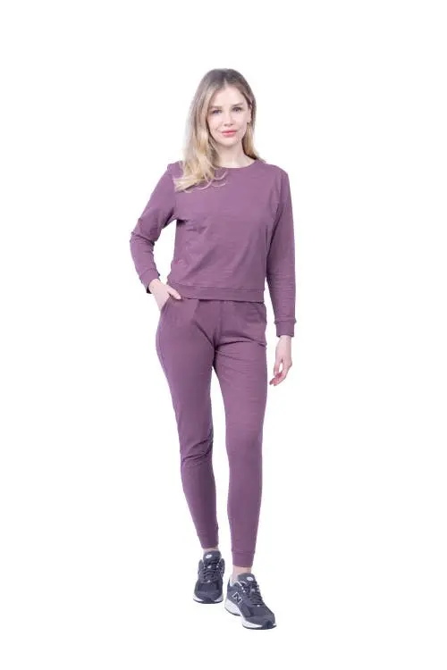 LEZAT Tegan Organic Cotton Long Sleeve Pullover - Brick