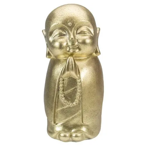 NORTHLIGHT 11.5" Golden Buddhist Monk Outdoor Garden Statue - Bronze