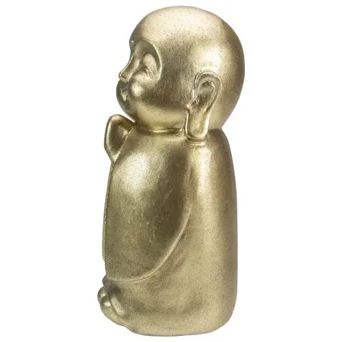 NORTHLIGHT 11.5" Golden Buddhist Monk Outdoor Garden Statue