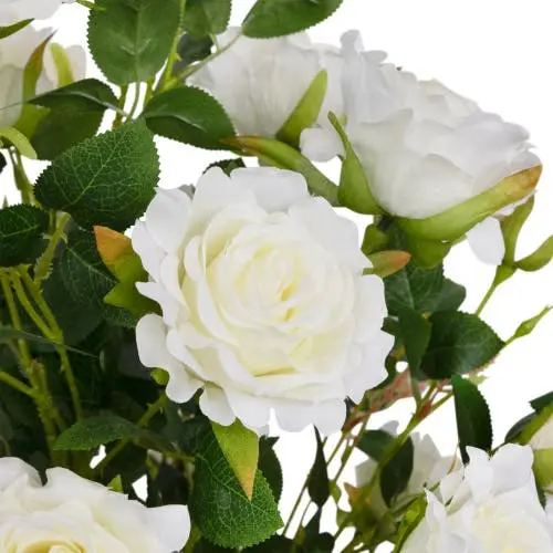 NORTHLIGHT Potted Floral Artificial Roses In Bloom Garden Treewhite4