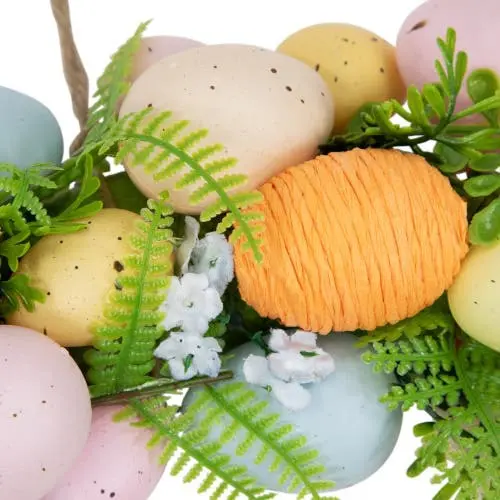 NORTHLIGHT Roses And Easter Eggs Small Artificial Spring Wreath15