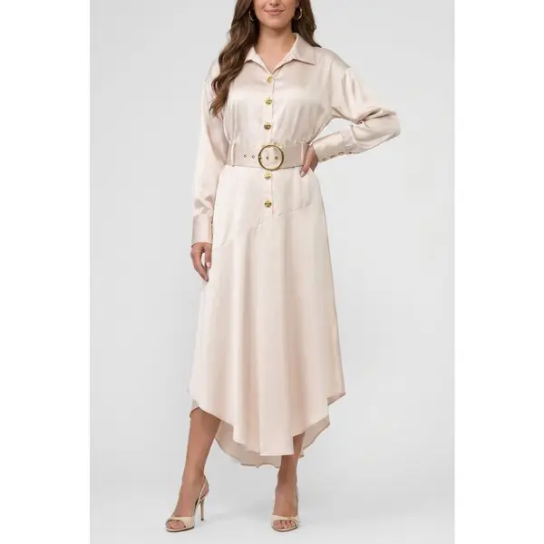 Rachel Rachel Roy Gilian Long Sleeve Satin Shirt Dress