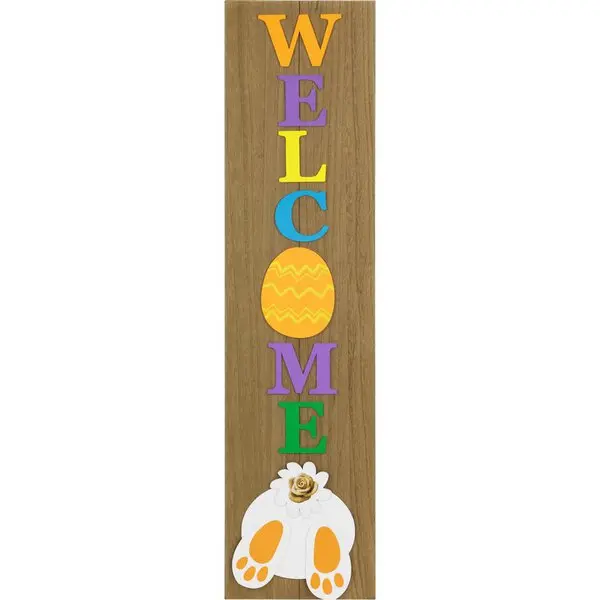 NORTHLIGHT Welcome Easter Egg Wooden Porch Board Sign39.25 - Brown