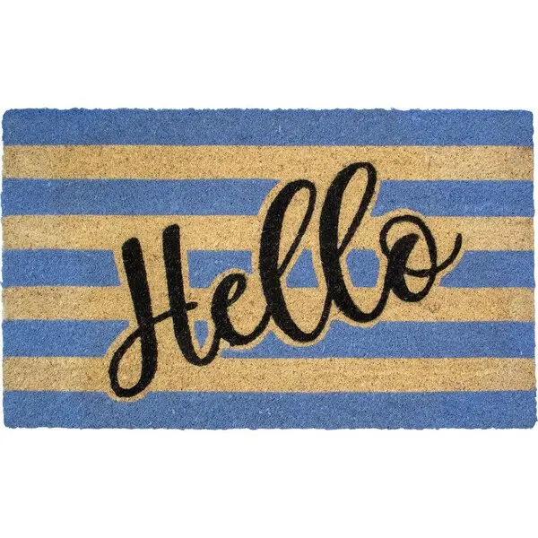 NORTHLIGHT Natural Coir "hello" Outdoor Rectangular Doormat 18" X 30 - Yellow