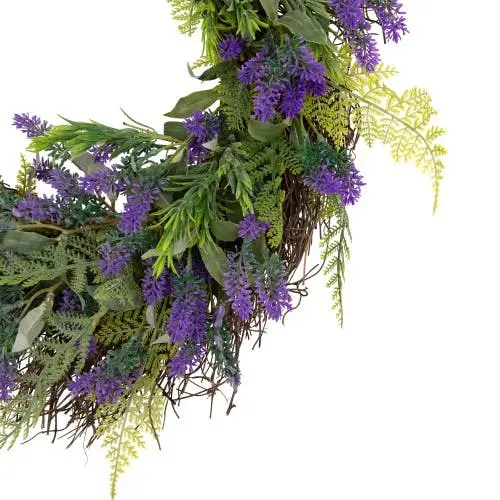 NORTHLIGHT Lavender And Spring Foliage Artificial Floral Wreath24