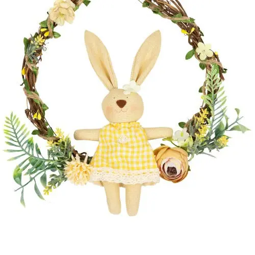 NORTHLIGHT Bunny With Flowers Artificial Mini Easter Twig Wreath10