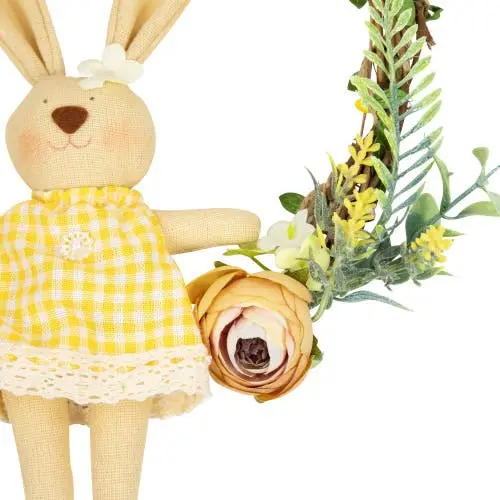 NORTHLIGHT Bunny With Flowers Artificial Mini Easter Twig Wreath10