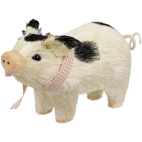 NORTHLIGHT Spotted Piglet With Bow And Flowers Spring Figurine9