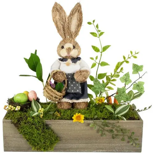 NORTHLIGHT Boxed Garden Arrangement With Bunny Easter Decoration17.25