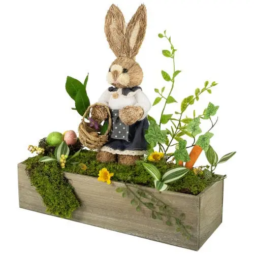 NORTHLIGHT Boxed Garden Arrangement With Bunny Easter Decoration17.25