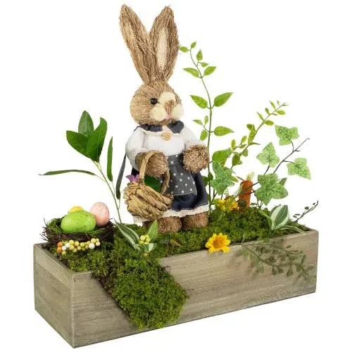 NORTHLIGHT Boxed Garden Arrangement With Bunny Easter Decoration17.25