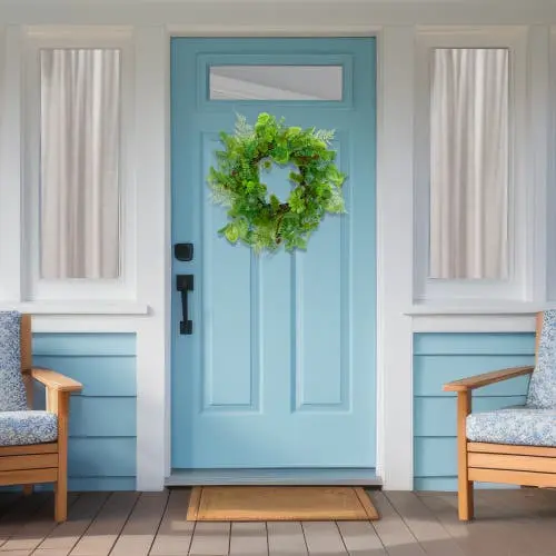 NORTHLIGHT Maidenhair Fern And Foliage Spring Wreath 24-inch