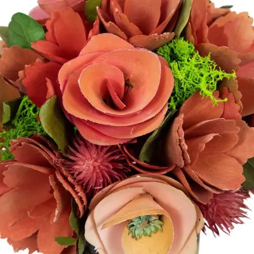 NORTHLIGHT Artificial Mixed Floral Wooden Spring Bouquet9" And Pink