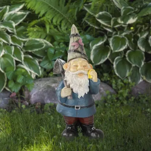 NORTHLIGHT Gnome With Shovel Outdoor Garden Statue15.25
