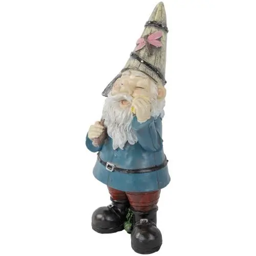 NORTHLIGHT Gnome With Shovel Outdoor Garden Statue15.25