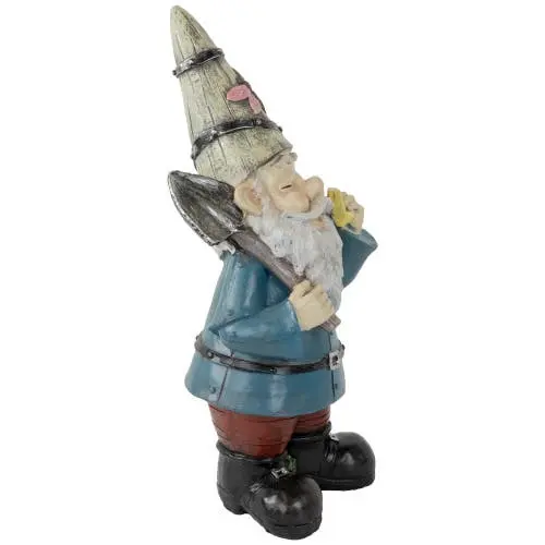 NORTHLIGHT Gnome With Shovel Outdoor Garden Statue15.25