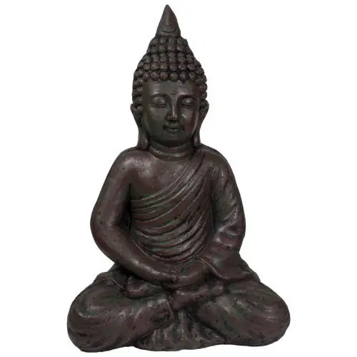 NORTHLIGHT 17.5" Dark Meditating Buddha Outdoor Garden Statue - Brown