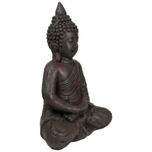 NORTHLIGHT 17.5" Dark Meditating Buddha Outdoor Garden Statue