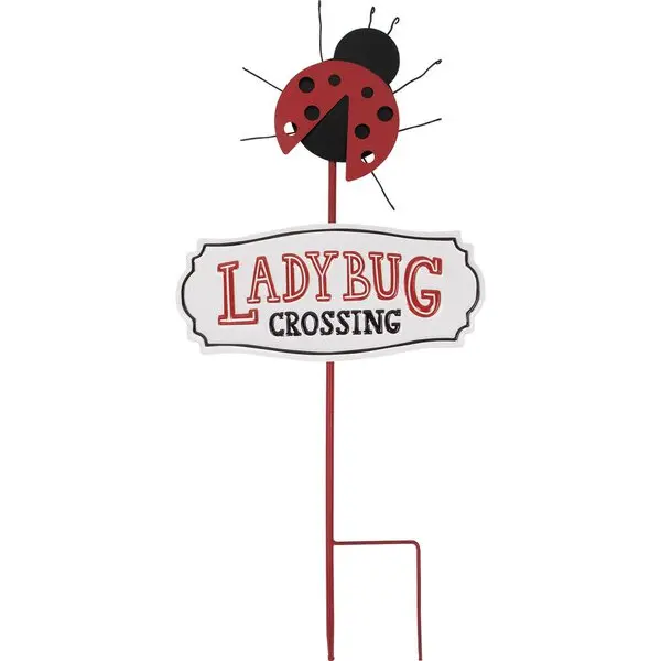 NORTHLIGHT Ladybug Crossing Metal Outdoor Garden Stake23 - Black