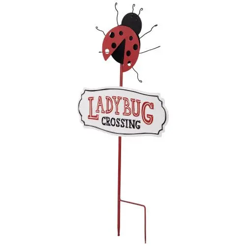 NORTHLIGHT Ladybug Crossing Metal Outdoor Garden Stake23