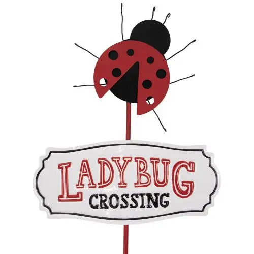 NORTHLIGHT Ladybug Crossing Metal Outdoor Garden Stake23