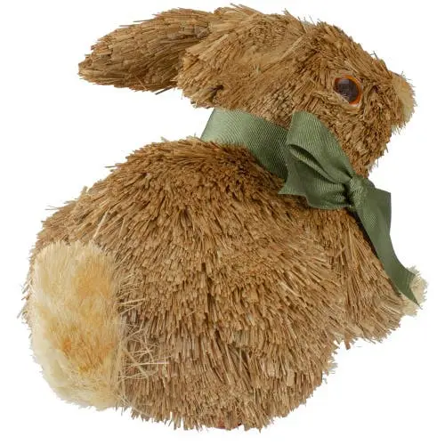 NORTHLIGHT Sisal Easter Bunny Figure With Ribbon Bow Decoration8