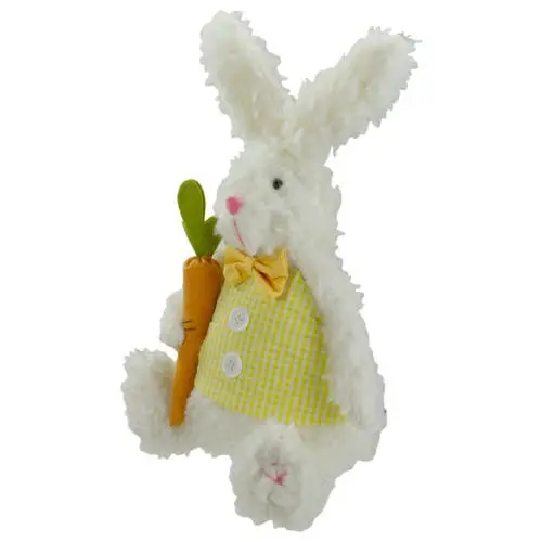 NORTHLIGHT Plush Easter Bunny Rabbit With Carrot Spring Decoration14
