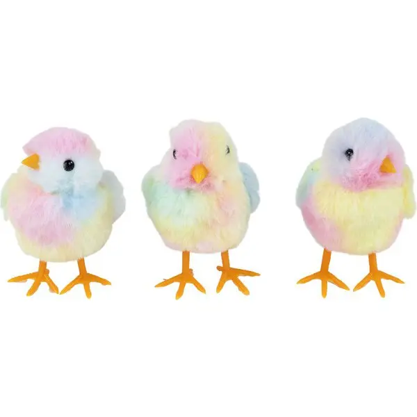 NORTHLIGHT Plush Tie Dye Easter Chick Figurines4.25"set Of 3 - Multi